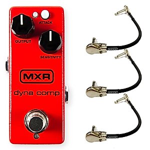 MXR M291 Dyna Comp Mini Compressor Pedal Bundle with 3 MXR 6-inch Right Angle Patch Cables
