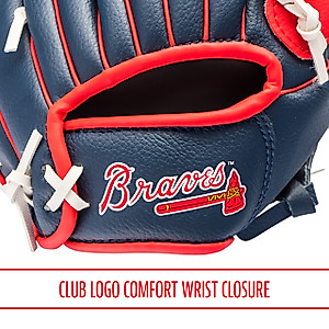 Franklin Sports MLB Youth Teeball Glove and Ball Set - Kids Atlanta Braves Baseball and Teeball Glove and Ball - Perfect First Kids Glove - 9.5", One Size
