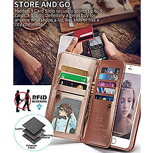 CASEOWL Compatible with iPhone 13 Wallet Cases, Magnetic Detachable Wallet Case for iPhone 13, Marble Pattern PU Leather Folio Phone Case with Card Holder[RFID Blocking], Wrist Strap for Women, Pink