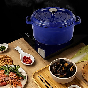 JOGREFUL 4 QT Dutch Oven, Ceramic Enameled Dutch Oven Pot with Lid for Sourdough Bread Baking, Cast Iron Non-Stick Oven Cooking Pot for Cooking/Baking/Kitchen Stovetop, Safe up to 500° F, Blue