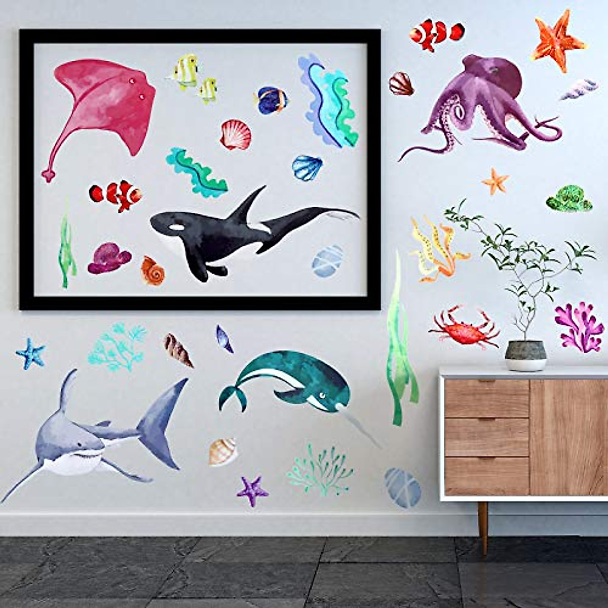 Colorful Ocean Creatures Wall Stickers for Kids Rooms