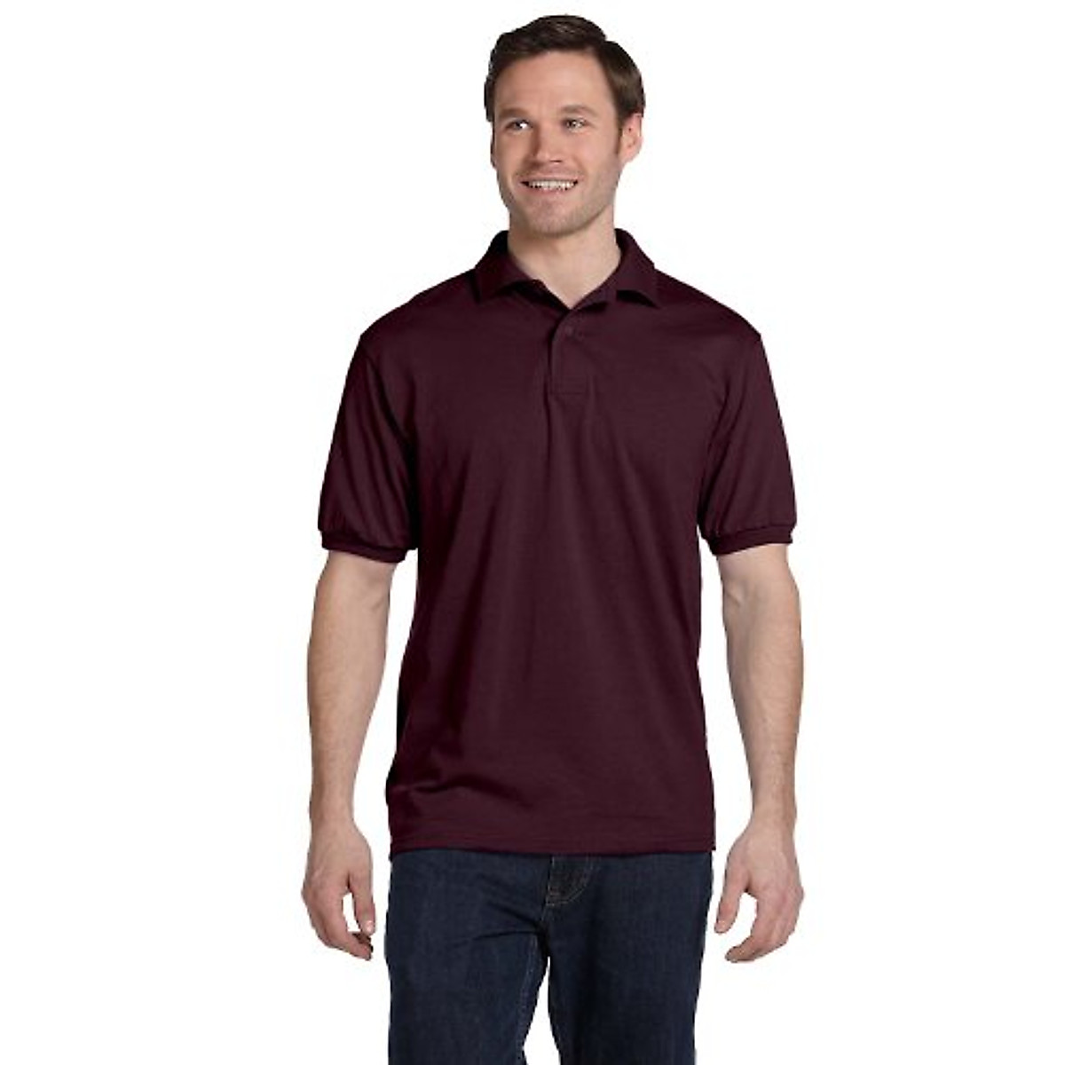 Men's 7 oz Hanes STEDMAN Cotton Pique Polo (Maroon/ Medium)