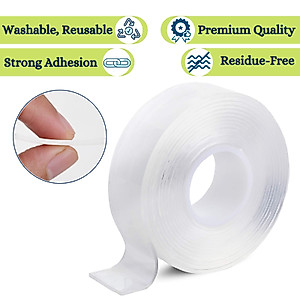 Mr. Pen- Double Sided Tape, 1.2 Inch, Transparent, Double Sided Tape for Walls, Double Sided Adhesive Tape, Mounting Tape, Adhesive Tape, Two Sided Tape, Double Stick Tape, Double Face Tape