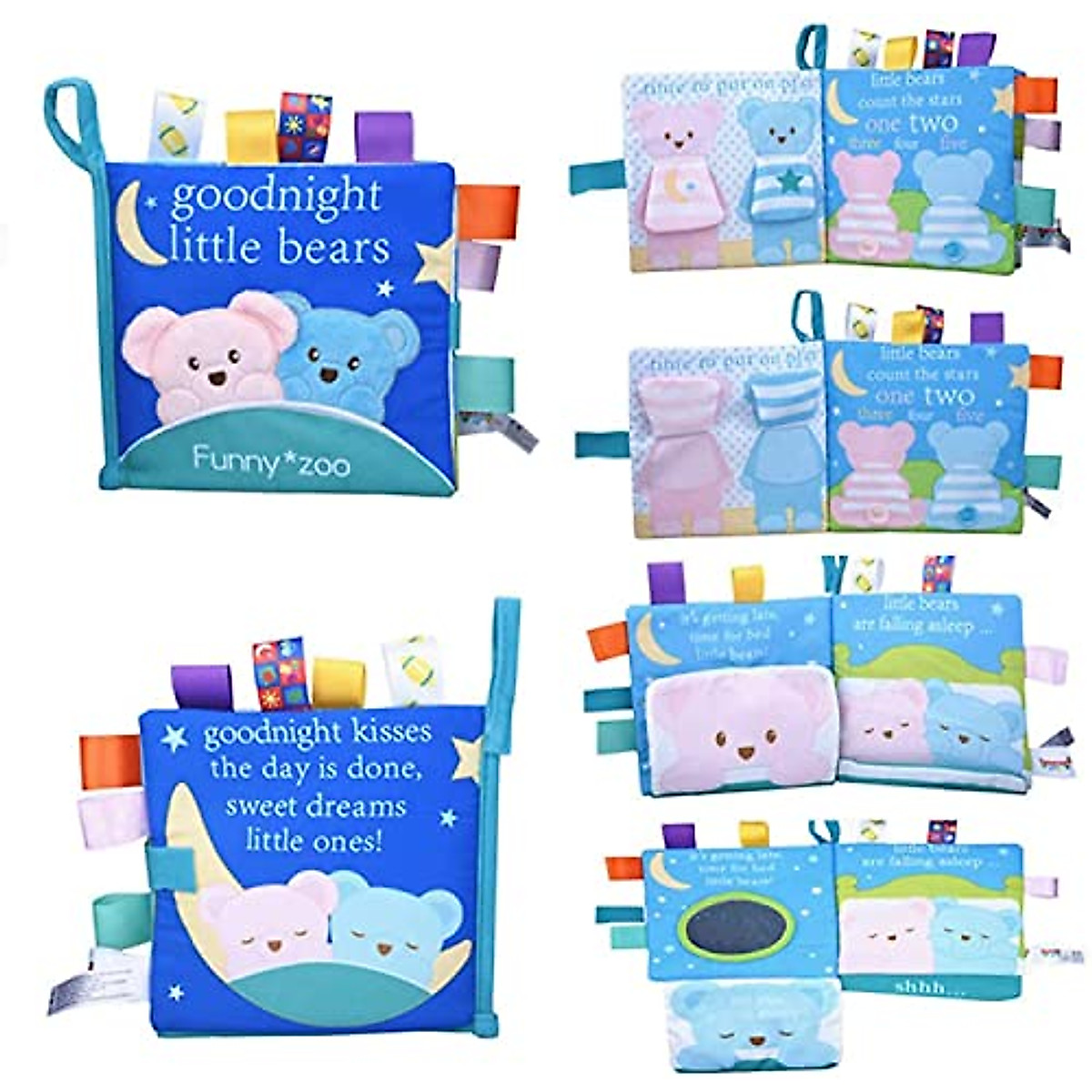 Baby Soft Cloth Book, Activity Crinkle Book Rattle Toy for Infants Educational Learning Toy Cloth Books for Babies 6-12 Monthes