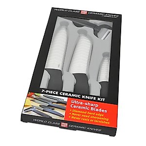 Miracle Blade IV World Class Professional Series White Ceramic 7-piece Knife Set with Protective Blade Covers
