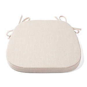 Tromlycs U Shaped Kitchen Chair Seat Cushion Pad for Dining Room Chairs with Ties 15x16 inches White Beige