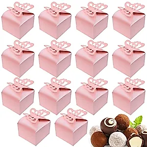 JJYHEHOT 50 PCS Pink Butterfly Favor Box, Birthday Candy Gift Box, Baby Shower Party Treat Box, Wedding Bridal Showers Chocolate Box