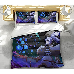 PONNYC Elf Frieren Duvet Cover Soft 3D Printed Bedding Set with Comforter Cover 3 Piece Set Includes 2 Pillowcases and 1 Duvet Cover Machine Washable (08,Twin (68"x86"))