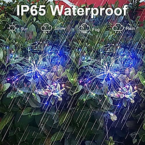 JORETLE Solar Garden Lights, Outdoor Solar Decorative Lights Solar Firework Lights 105 LED Powered 35 Copper Wires String Light, DIY Firework Lights for Garden, Patio, Countyard (2 Pack, Multi-Color)