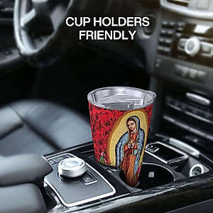 Our Lady Of Guadalupe Christmas Gifts Mexican Flag Virgin Mary Car Cup 20 Oz Stainless Steel Travel Cup - Double Wall Insulated Coffee Mugs With Splash-Proof Travel Mug