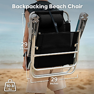 ICECO Backpacking Beach Chairs for Adults, 5 Positions Reclining Beach Chair, Heavy Duty Folding Beach Chairs, Portable Lay Flat Outdoor Chair with Cup Holder for Beach, Camping, Lawn, 350lb Capacity