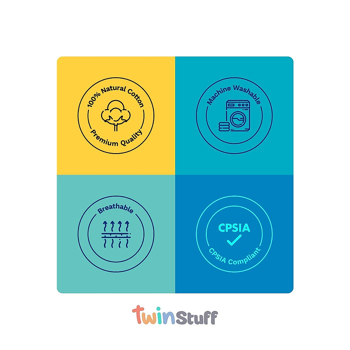 Twinstuff Womb Mates Twins Baby Bibs - 100% Soft Cotton, Unisex Twin Bib Set For Boys and Girls