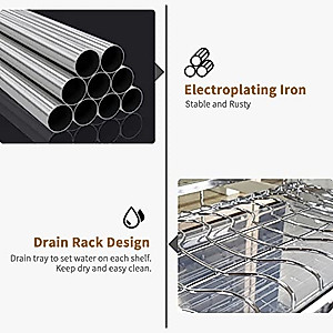 WHIFEA 2 Tier Pull-Out Cabinet Organizer Drop Down Shelf Blind Pull-Down Dish and Spice Rack System Inner Space Saving Plate for Kitchen Appliance Lift Upper Cabinet (for Cabinet Width ≥24'')