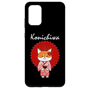 Galaxy S20+ Funny Shiba Inu Uni Dog Konichiwa Kimono Flower Dress Case