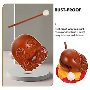 ERINGOGO Mokugyo with Mallet and Mat, Wooden Fish Camphorwood Temple Block, Zen Drum Meditation Percussion Instrument