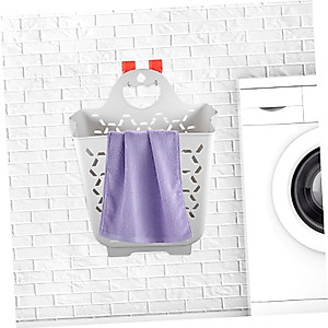 HOMOCONO Collapsible Laundry Basket Wall Laundry Hamper Folding Laundry Hamper Foldable Clothes Basket Wall Mounted Laundry Hamper Laundry Storage Basket Wall Mount Laundry Basket White Pp