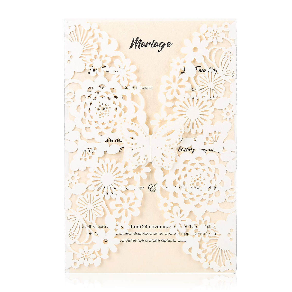 30x Pearl Paper Laser Cut Invitations,For Baby Shower,Wedding,Mother's Day,Brides Bridal Shower,Graduation Celebration, Birthday,Party Invitation,Thank You Cards (Ivory)