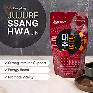 KWANGDONG Ssang Hwa Jin - Korean Traditional Herbal Tea for Strong Immune Support, Natural Sustained Energy Boost, Digestive Health, Promotes Vitality and Cold Relief, Jujube 10P