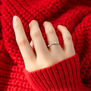 EACHSTYLE Mom Ring, 925 Silver Wave Ring, Mother Daughter Rings, Highs and Lows Ring, Birthday Gifts for Women, Inspirational Gift for Her (10)