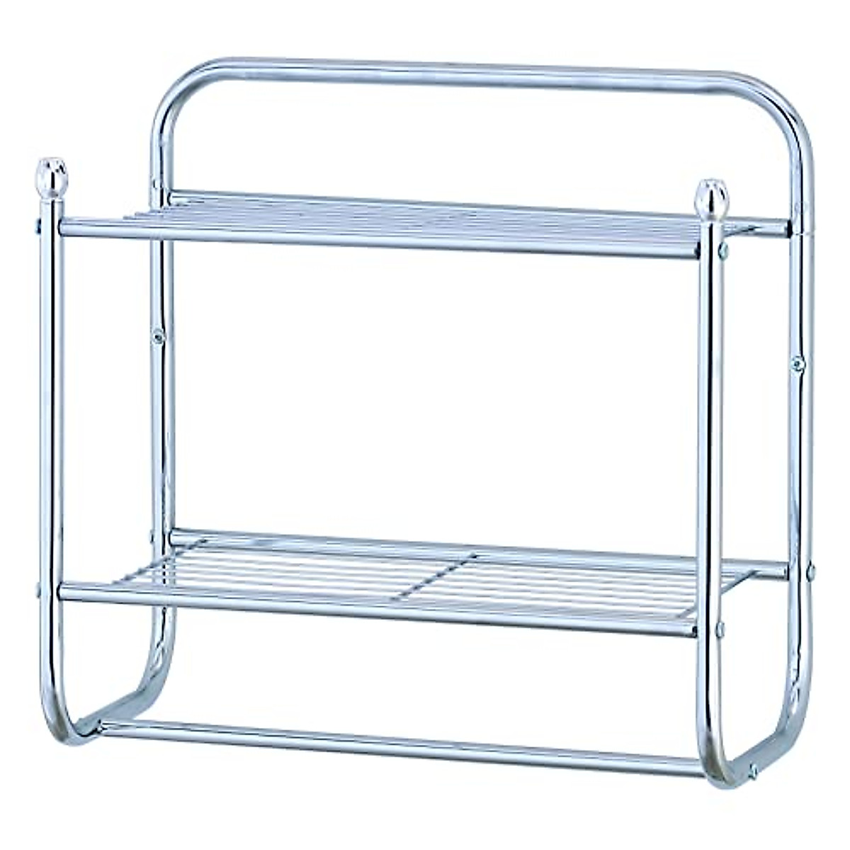 Towel Shelf Wall Mount Towel Rack with Towel Bar and 2 Shelves Bathroom Storage Organizer Chrome Plated by Madison Home Products
