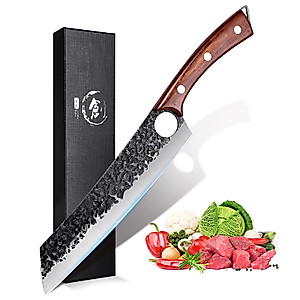 Purple Dragon Chef Knife Meat and Vegetable Cleaver Hand Forged Boning 8.5 Inch Full Tang Design High Carbon Steel Kitchen for Home Restaurant