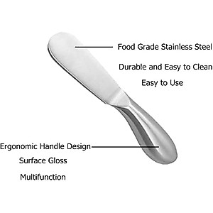 sweetfamily Spreader Knife Set,6-Piece Cheese and Butter Spreader Knives,Mini Serving Tongs,Stainless Steel Multipurpose Butter Knives