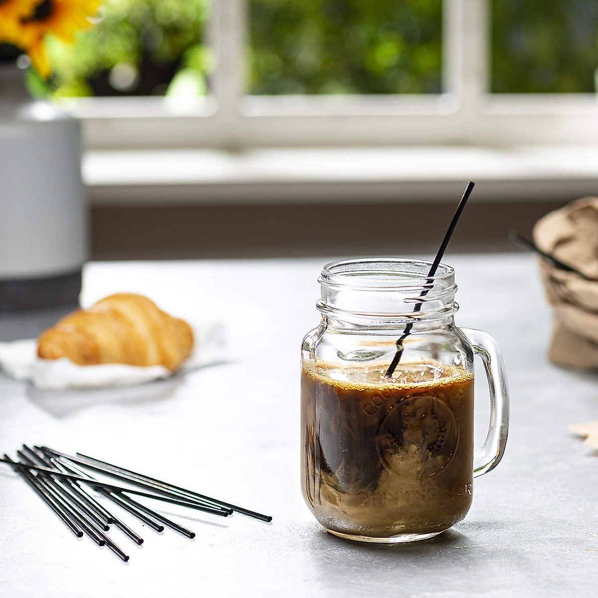 Comfy Package [Case of 10,000] 7 Inch Plastic Sip Stirrers/Straws - Disposable Stir Sticks for Coffee & Cocktail - Black