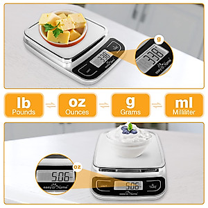Easy@Home Digital Kitchen Scale Food Scale with High Precision to 0.04oz and 11 lbs capacity, Digital Multifunction Measuring Scale, EKS-202