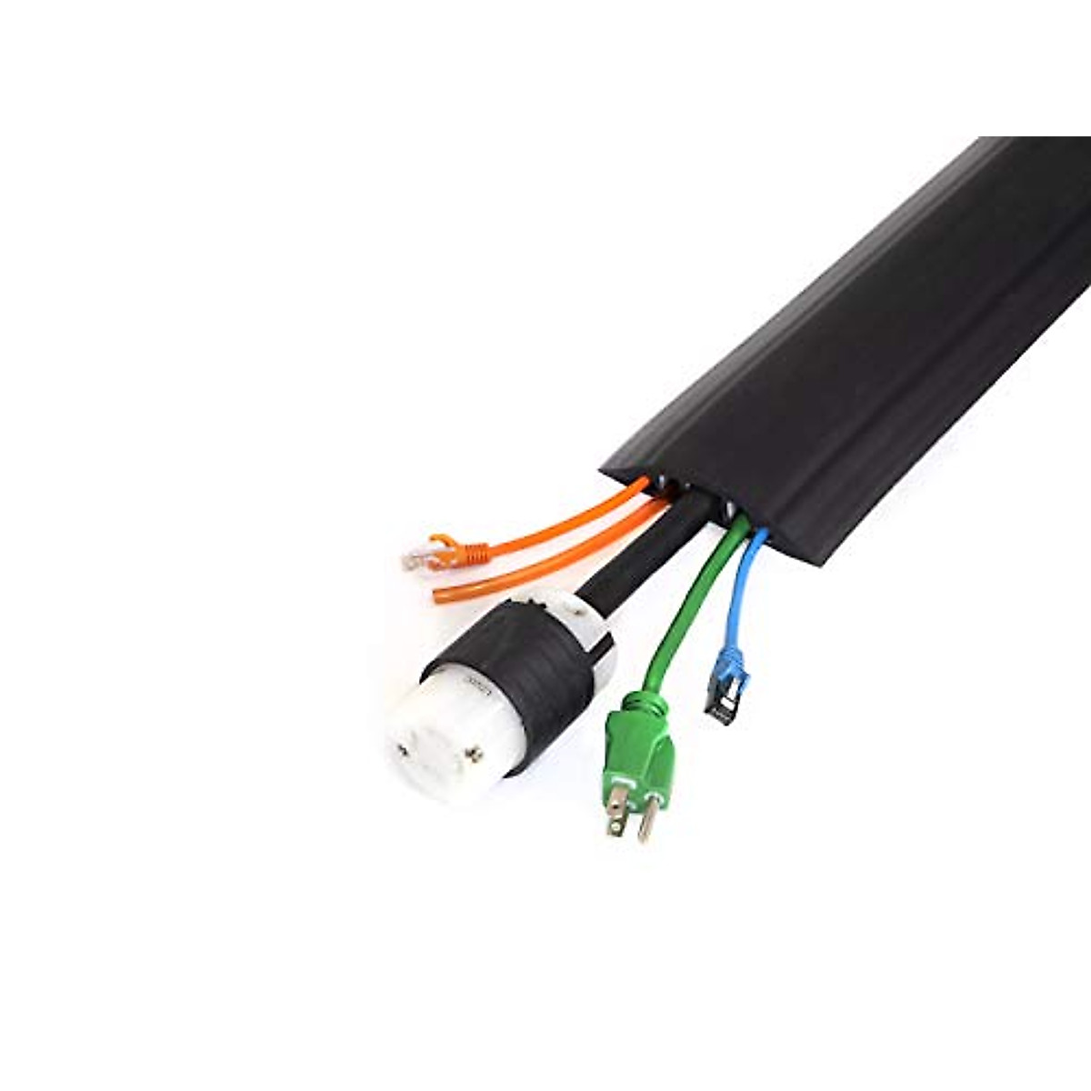 Line Boss 3-Channel Wire Hider, Cord Protector and Cable Organizer for Industrial Cable Management, 4.5 in. X 5 ft., Black, 6500-5C