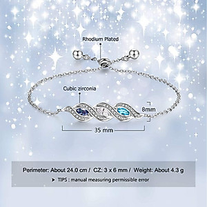 LanM Mothers Bracelet Mothers Day Gifts Personalized 3 Birthstones Bracelet for Mom Womens Bracelets for Friends 3 Birthday Gifts for Grandma Mom Wife