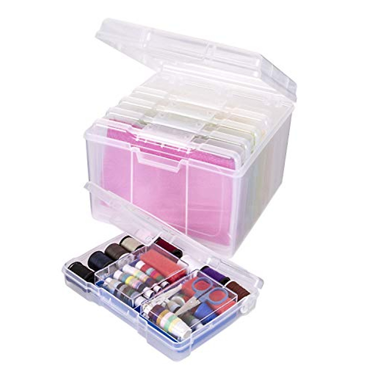 ArtBin 6947ZZ Photo & Craft Organizer Set, Large Box with [5] Plastic Storage Cases Inside, Clear