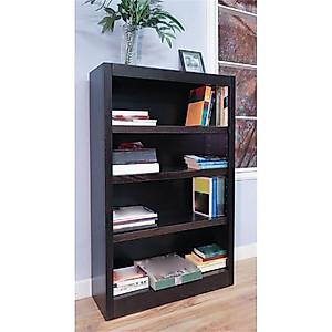 BOWERY HILL Traditional 48" Tall 4-Shelf Wood Bookcase in Espresso