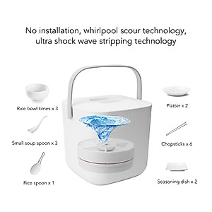 jerss Countertop Dishwasher, Timed Shutdown Portable Countertop Dishwasher 8.5V 2A for Apartment (White)