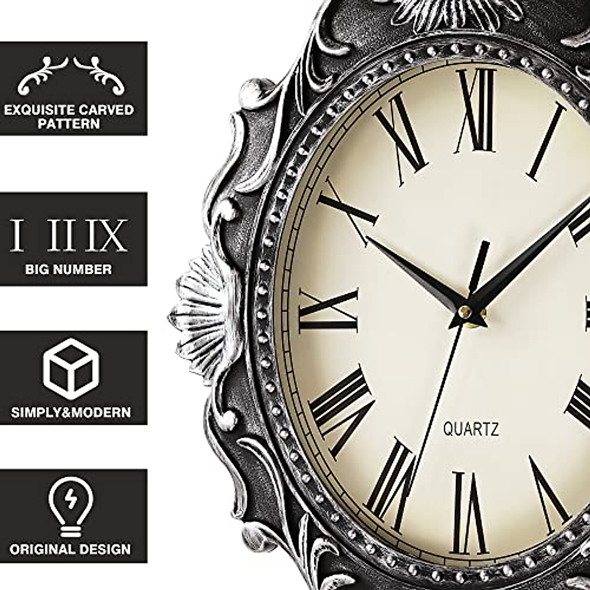 AYRELY® 14 Inch Oval Rustic Wall Clock, Wall Clocks Battery Operated, Country Style Silent Non Ticking Clock, Decorative for Kitchen, Home, Living Room, Farmhouse, Bedrooms