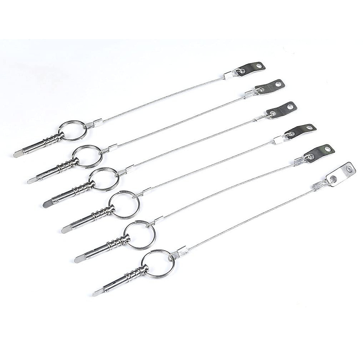 Boat Quick Release Pin 1/4" Dia w/Drop Cam & Spring - Lanyard Prevents Loss Stainless Steel Bimini Top Pin Marine Hardware 6 PCS