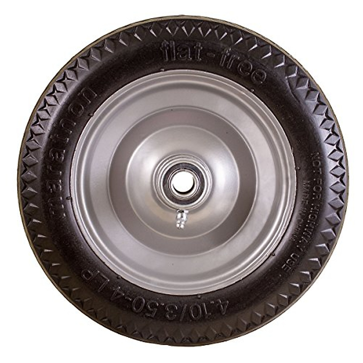 Marathon 4.10/3.50-4" Flat Free, Hand Truck / All-Purpose Utility Tire on Wheel, 2.25" Offset Hub, 3/4" Bearings