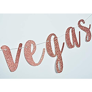 She Said Yes We Said Vegas Banner for Las Vegas Bachelorette Bridal Party Decorations Pre-strung Garland (Rose Gold Glitter)