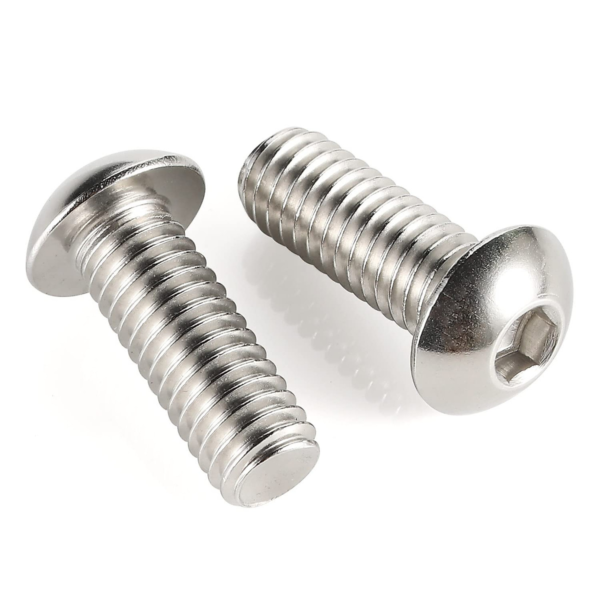 M6-1.0 x 12mm Button Head Socket Cap Screws, Allen Socket Drive, Stainless Steel 18-8, Bright Finish, Quantity 25