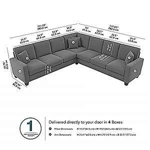 Bush Furniture Stockton L Shaped Sectional Couch, 110W, French Gray Herringbone