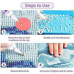 RovyFota Diamond Painting Pen, Handmade Resin Diamond Painting Pens with Glue Clay and Various Tips, More Comfortable and Faster, 5D Diamond Painting Tools for Diamond Paintings Hobby (Pink)