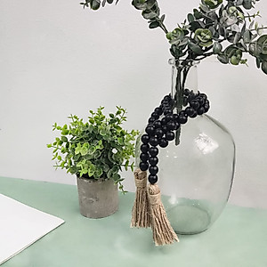 Meplait 39in Wood Bead Garland Farmhouse with Tassels,Versatile Prayer Beads Boho Chic Wall Hanging Home Decor (Black)