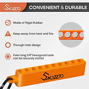 Swozzto 6PCS Orange 10-Hole Screwdriver Bit Holder with Carabiner,1/4" Hex Drill Storage Organizer,for All 1/4" Hex Shank Bit & Drill Storage Case
