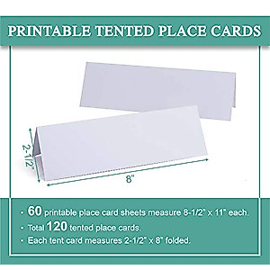 KARRES (QTY 120) 2.5 x 8 Inches Blank Table Place Tent Cards for Weddings Banquets Events Table Seating Food Labels