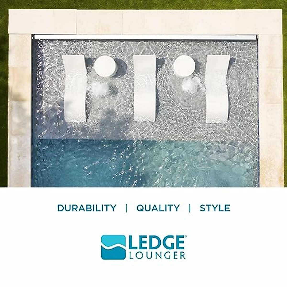 Ledge Lounger - Signature Chaise Deep - Inside Pool & Sun Shelf Lounge Chair - Designed for Deep Shelves 10”-15” - Compatible with All Pool Types - Poolside & Sun Deck Tanning - Set of 2 - Dark Blue