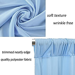 10ft x 10ft Baby Blue Backdrop Curtain for Baby Shower Parties Light Blue Wrinkle Free Backdrop Drapes Panels for Birthday Photo Gender Reveal Photography Polyester Fabric Background Decoration