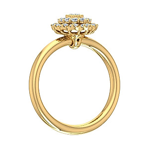 FINEROCK 1/3 Carat Diamond Marquise-Shaped Ring in 14K Yellow Gold (Ring Size 4)