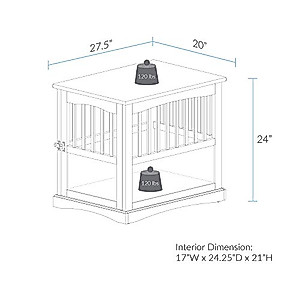Casual Home Wooden Medium Pet Crate, End Table, Espresso