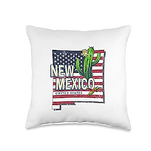 New Mexico State United States Map Vintage USA New Mexico United States Retro Map Vintage USA Throw Pillow, 16x16, Multicolor