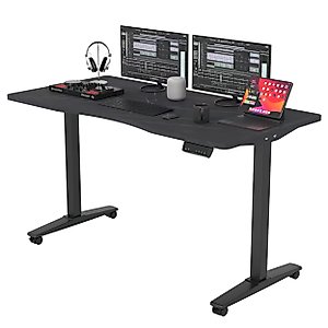Monomi Height Adjustable Electric Standing Desk, 55 x 28 Inches Stand up Desk, Sit Stand Home Office Computer Desk(Black Frame+Marble Black Top)