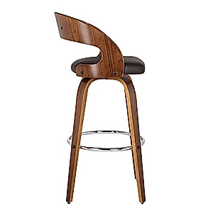 Armen Living Shelly 26" Counter Height Barstool in Brown Faux Leather and Walnut Wood Finish